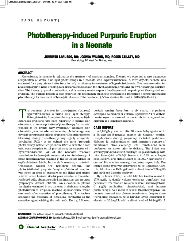 (PDF) Phototherapy-induced Purpuric Eruption in a Neonate | joshua ...
