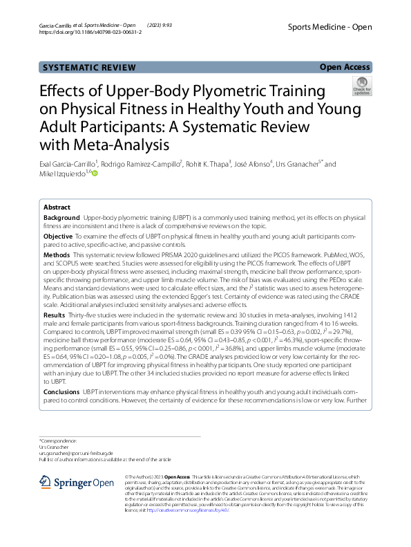 (PDF) Effects of Upper-Body Plyometric Training on Physical Fitness in Healthy Youth and Young ...