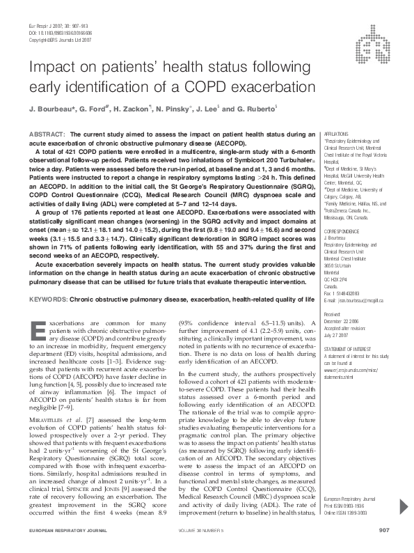 (PDF) Impact on patients' health status following early identification ...