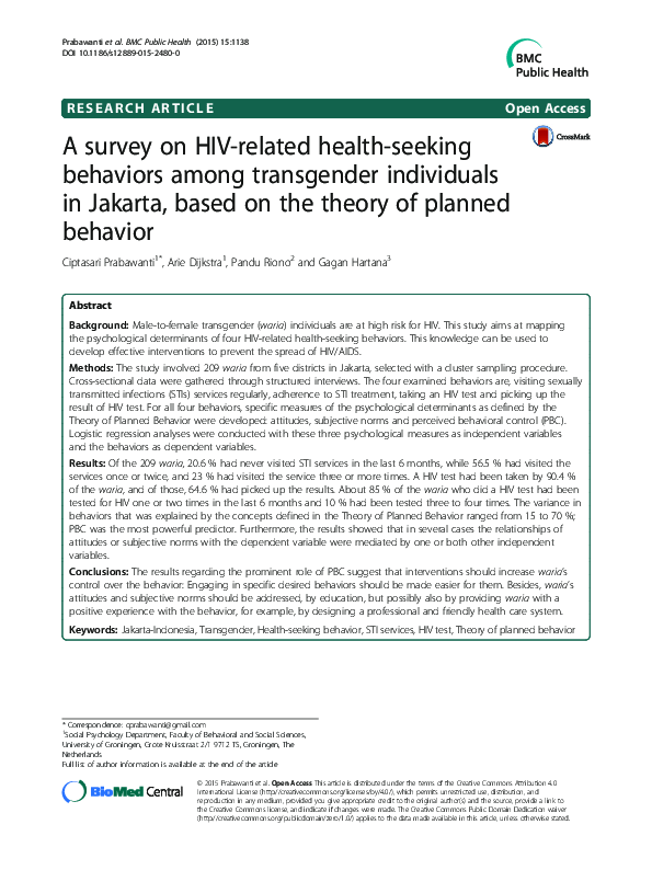 (PDF) A survey on HIV-related health-seeking behaviors among ...