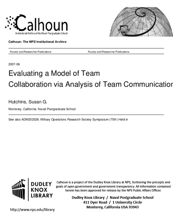 (PDF) Evaluating a model of team collaboration via analysis of team ...