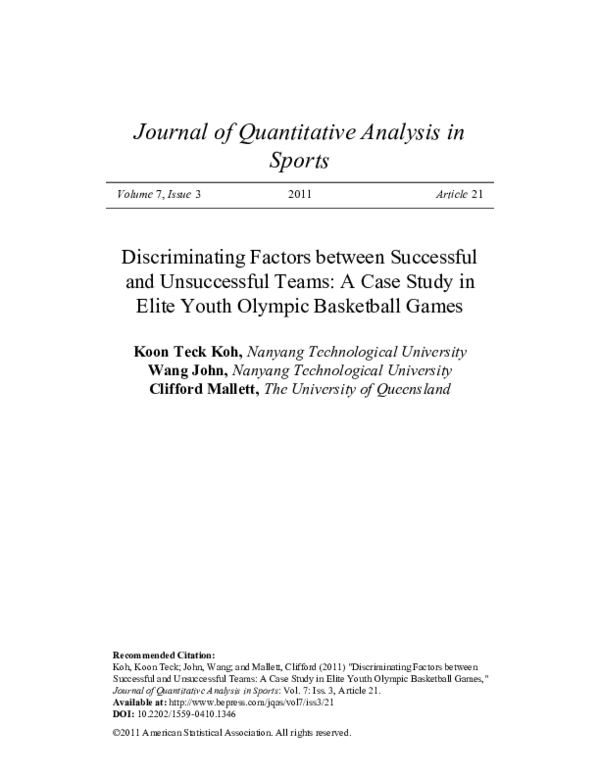 (PDF) Discriminating Factors between Successful and Unsuccessful Teams ...