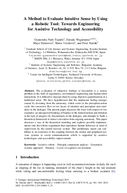 (PDF) A Method to Evaluate Intuitive Sense by Using a Robotic Tool: Towards Engineering for ...