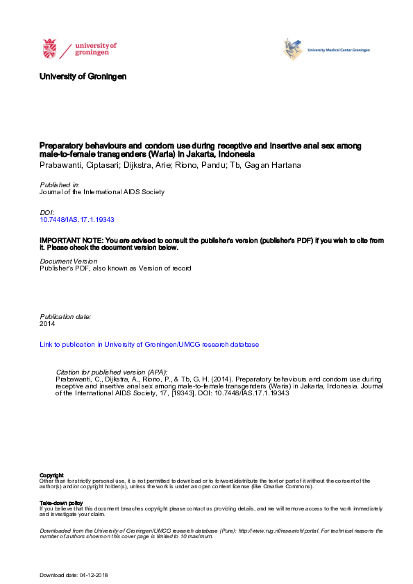 (PDF) Preparatory behaviours and condom use during receptive and ...