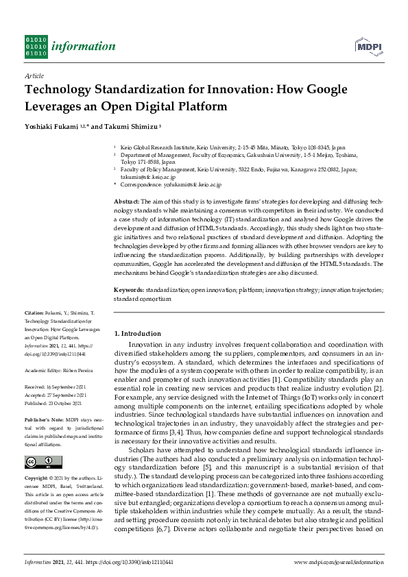 (PDF) Technology Standardization for Innovation: How Google Leverages ...