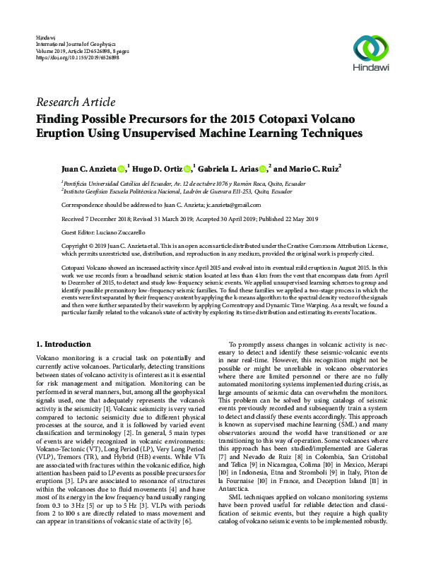 (PDF) Finding Possible Precursors for the 2015 Cotopaxi Volcano ...