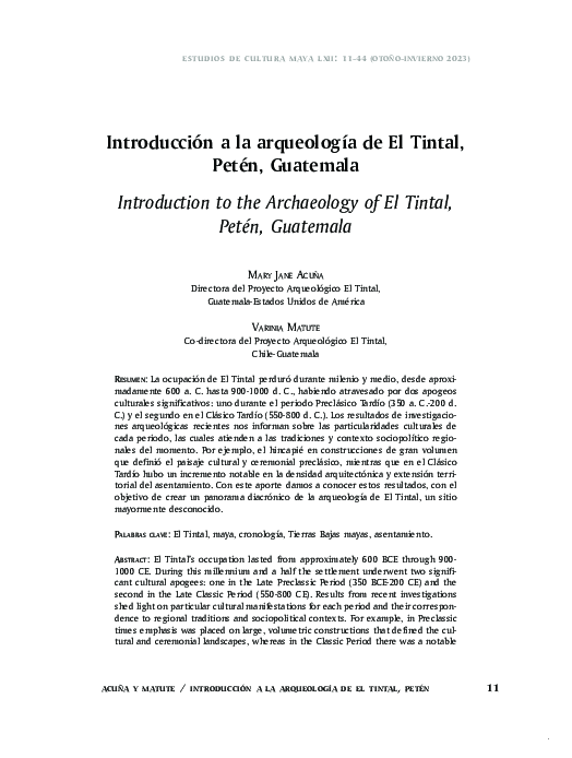 (PDF) Introducción a la Arqueología de El Tintal, Petén, Guatemala