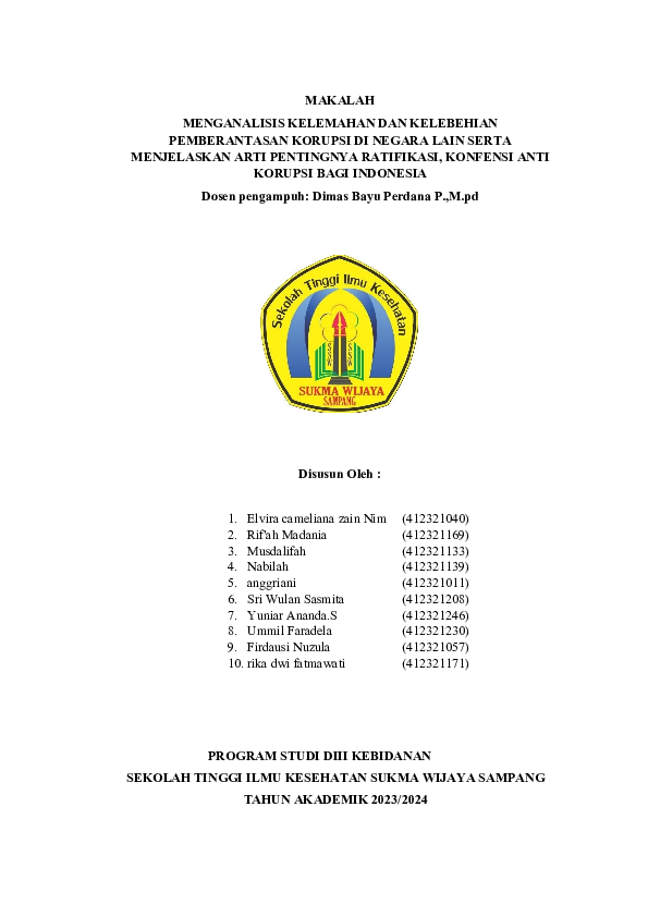 (DOC) MENGANALISIS KELEMAHAN DAN KELEBEHIAN PEMBERANTASAN KORUPSI DI ...