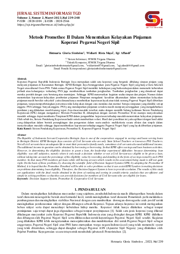 (PDF) Metode Promethee II Dalam Menentukan Kelayakan Pinjaman Koperasi ...