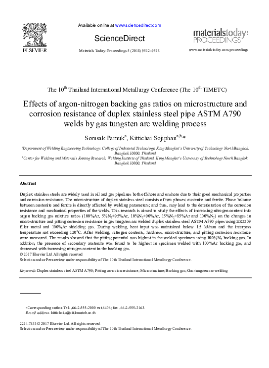 Pdf Effects Of Argon Nitrogen Backing Gas Ratios On Microstructure And Corrosion Resistance Of