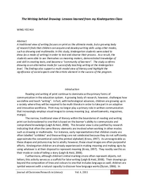 (PDF) The Writing behind Drawing: Lessons learned from my Kindergarten ...