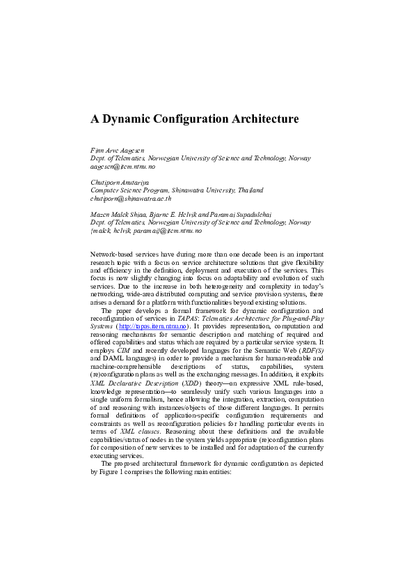 (PDF) A dynamic configuration architecture