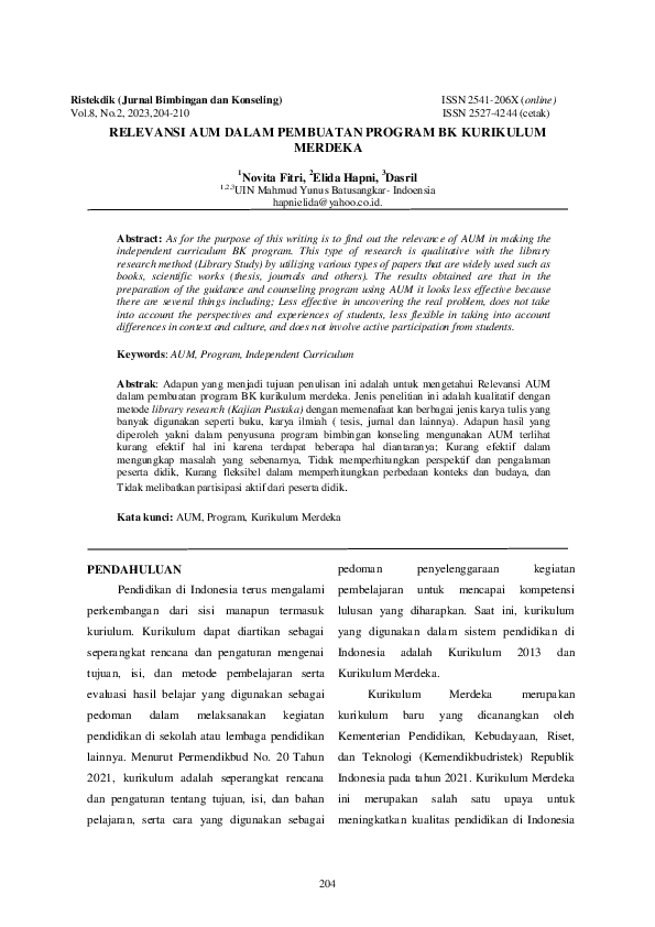 (PDF) Relevansi Aum Dalam Pembuatan Program BK Kurikulum Merdeka
