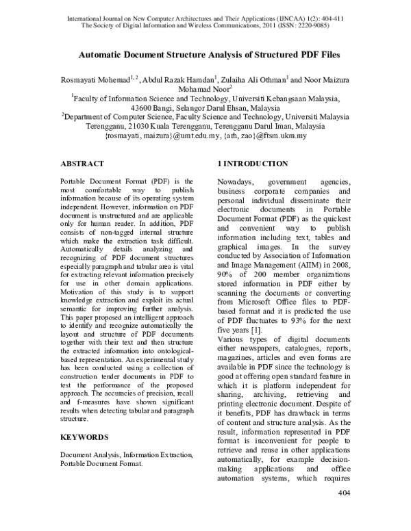 Pdf Automatic Document Structure Analysis Of Structured Pdf Files 