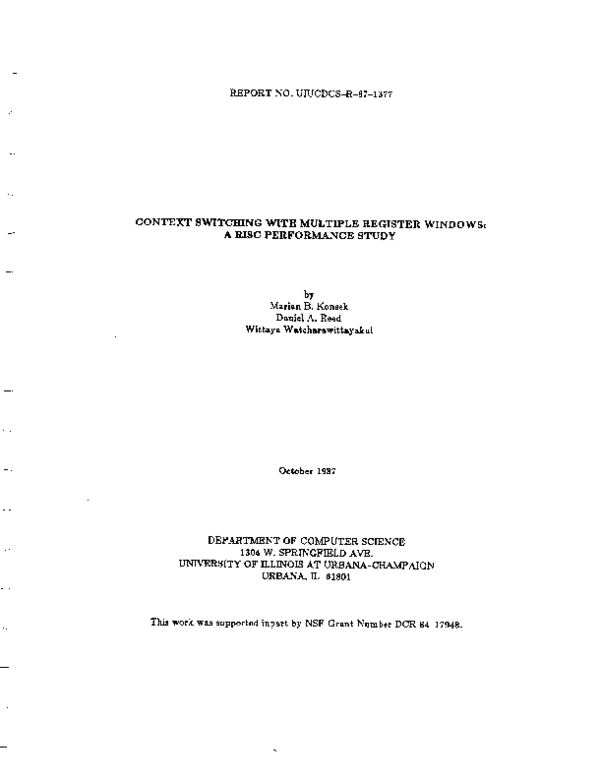(PDF) Context Switching with Multiple Register Windows: A RISC Performance Study