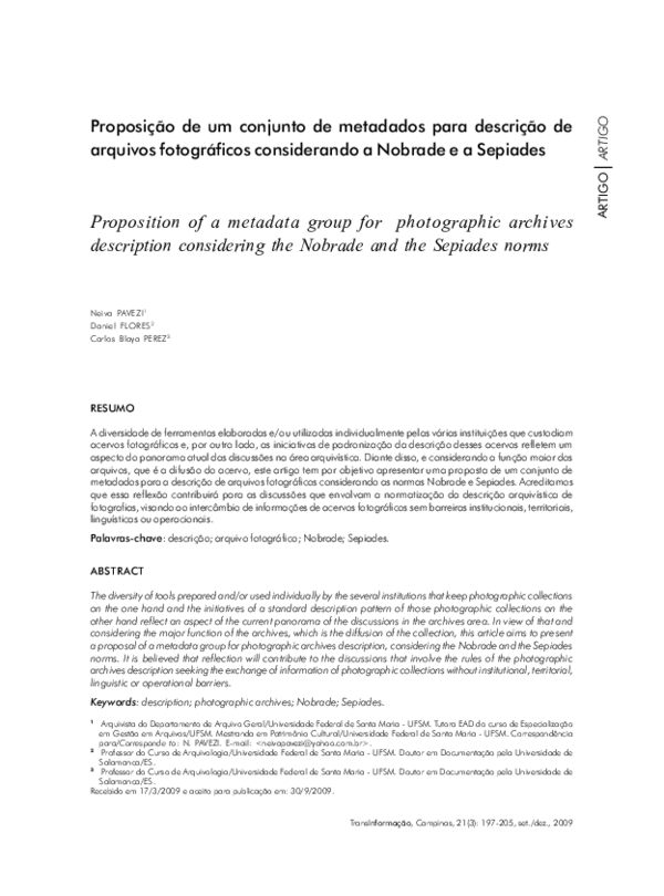 (PDF) Proposição de um conjunto de metadados para descrição de arquivos ...