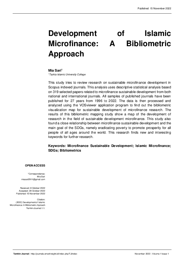 (PDF) Development of Islamic Microfinance: A Bibliometric Approach