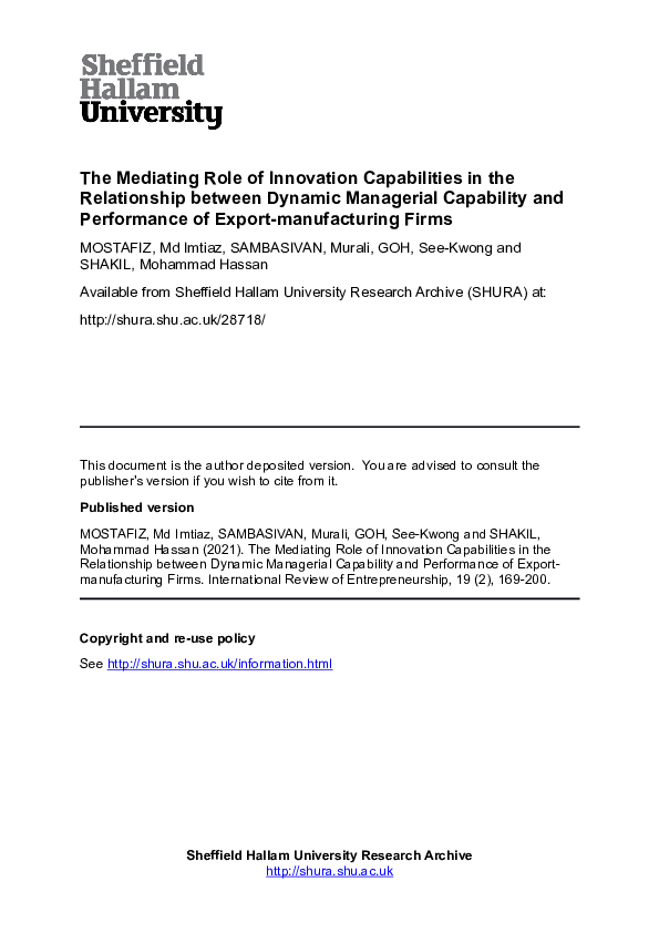 (PDF) The Mediating Role of Innovation Capabilities in the Relationship between Dynamic ...