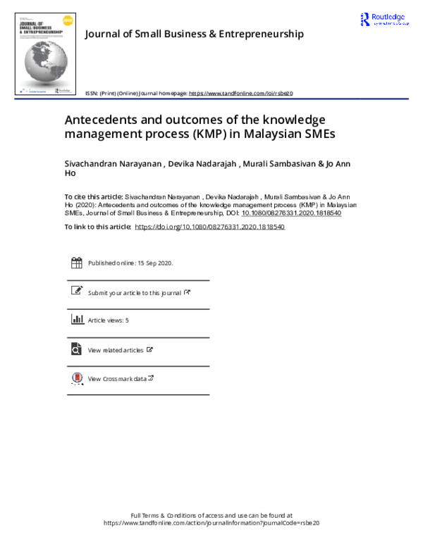 (PDF) Antecedents and outcomes of the knowledge management process (KMP ...