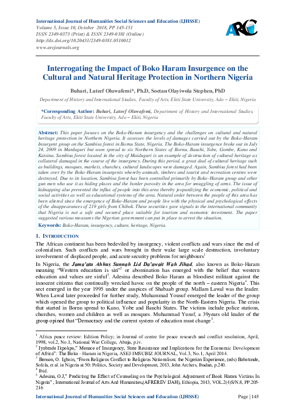(PDF) Boko Haram and Turmoil in Northern Nigeria