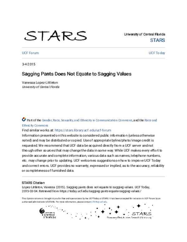 (PDF) Sagging Pants Does Not Equate to Sagging Values | Vanessa Lopez ...