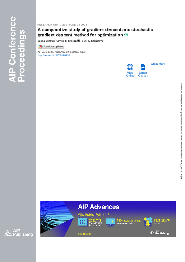 (PDF) A Comparative Study of Gradient Descent and Stochastic Gradient Descent Method for ...