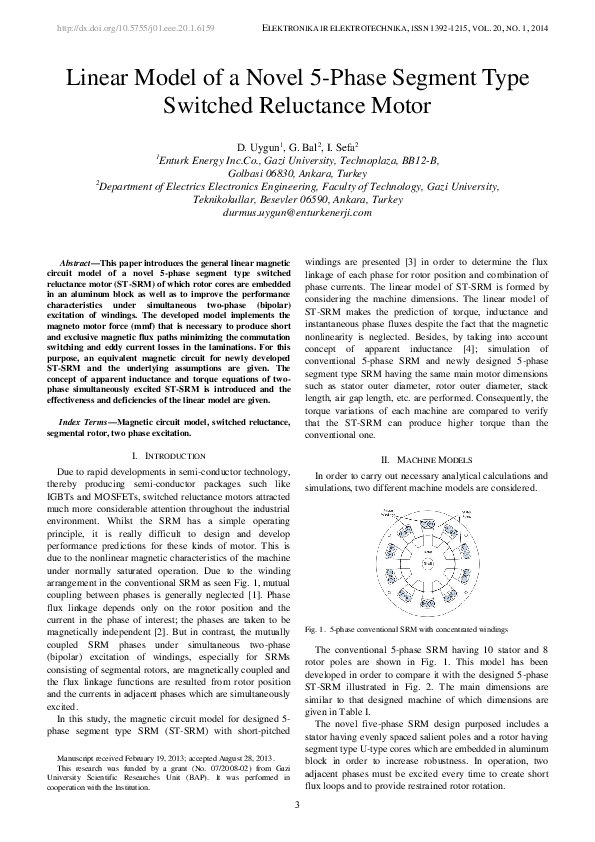 (PDF) Linear Model of a Novel 5-Phase Segment Type Switched Reluctance Motor