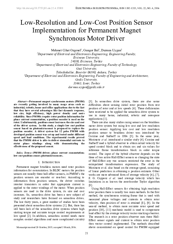 (PDF) Low-Resolution and Low-Cost Position Sensor Implementation for ...
