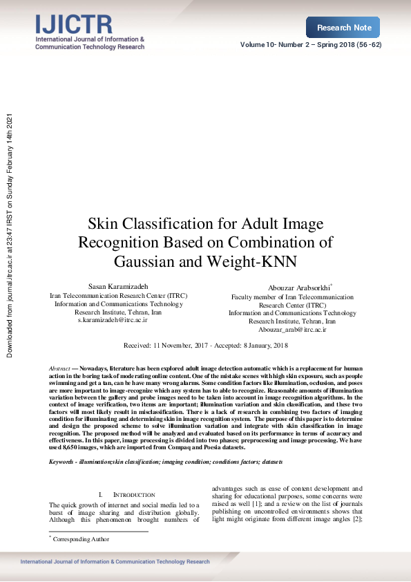(PDF) Skin Classification for Adult Image Recognition Based on Combination of Gaussian and ...