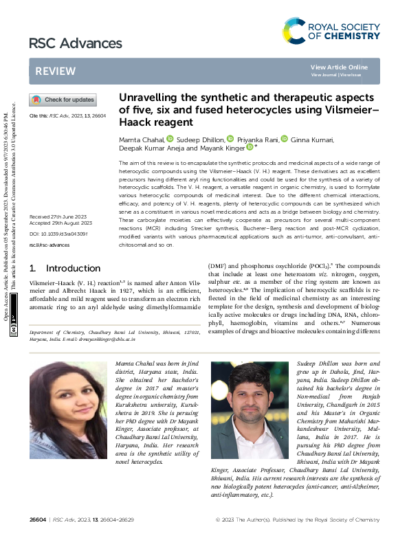 (PDF) Unravelling the synthetic and therapeutic aspects of five, six ...