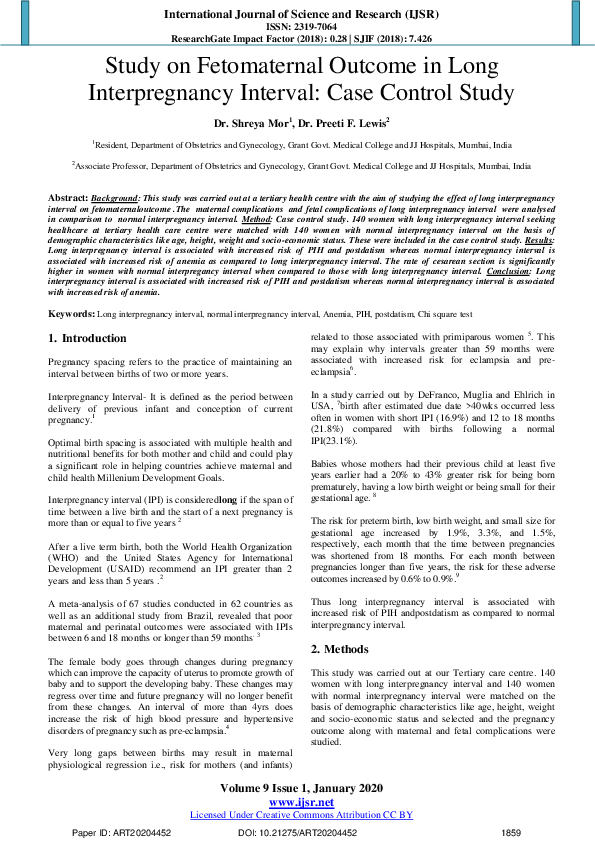 (PDF) Study on fetomaternal outcome in short interpregnancy interval ...