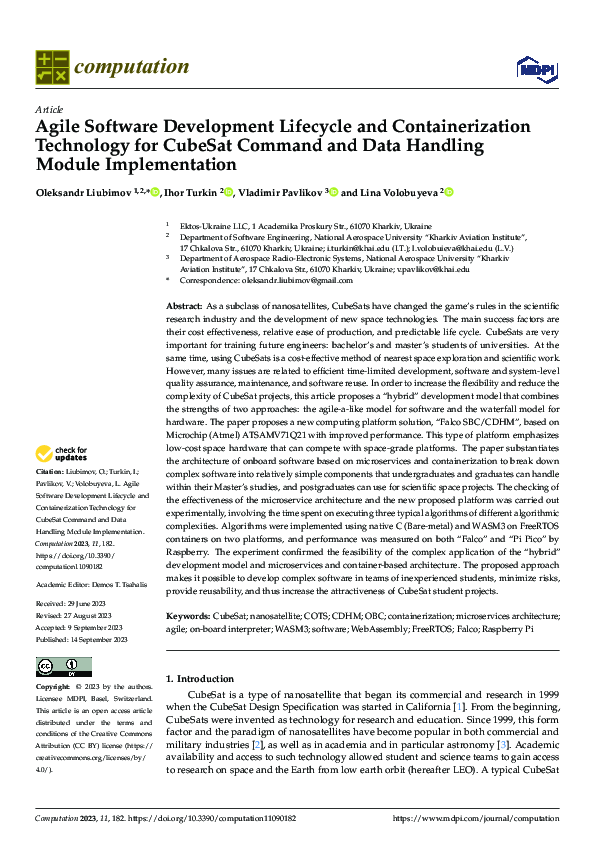 (PDF) Agile Software Development Lifecycle and Containerization Technology for CubeSat Command ...