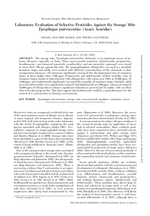 (PDF) Laboratory Evaluation of Selective Pesticides Against the Storage ...