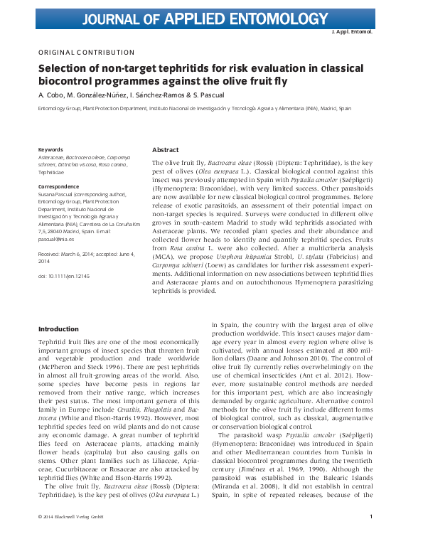 (PDF) Selection of non-target tephritids for risk evaluation in ...