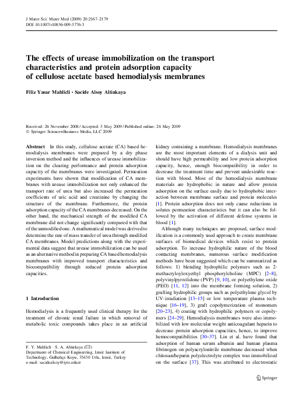 (PDF) The effects of urease immobilization on the transport ...