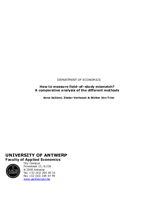 (PDF) How to Measure Field‐of‐Study Mismatch? A Comparative Analysis of ...