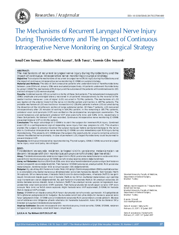 (PDF) The mechanisms of recurrent laryngeal nerve injury during ...