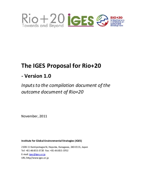 (PDF) The IGES Proposal for Rio+20