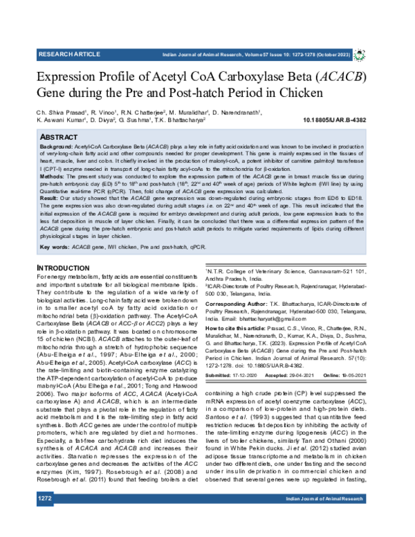 (PDF) Expression Profile of Acetyl CoA Carboxylase Beta (ACACB) Gene ...