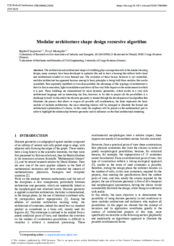 (PDF) Modular architecture shape design recursive algorithm | RAPHAEL SASPORTAS - Academia.edu