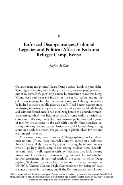 (PDF) Enforced Disappearances, Colonial Legacies and Political Affect ...