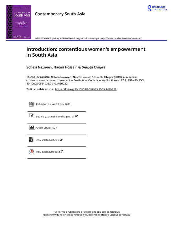 (PDF) Introduction: contentious women's empowerment in South Asia