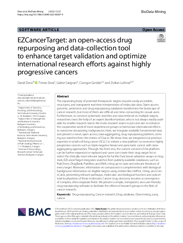 (PDF) EZCancerTarget: an open-access drug repurposing and data ...