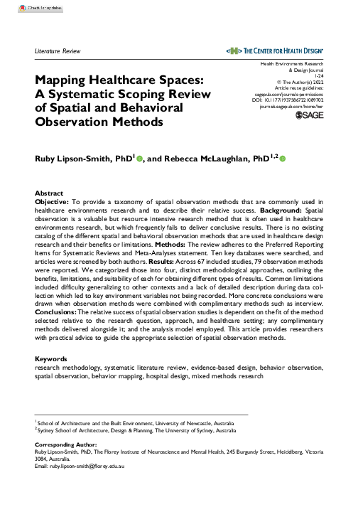 (PDF) Mapping Healthcare Spaces: A Systematic Scoping Review of Spatial ...