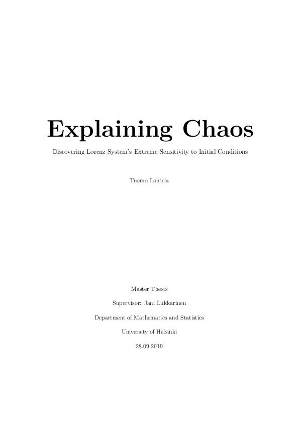 (PDF) Explaining Chaos : Discovering Lorenz System’s Extreme Sensitivity to Initial Conditions ...