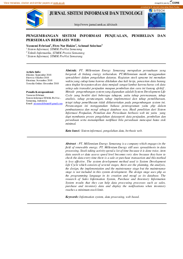 (PDF) Pengembangan Sistem Informasi Penjualan, Pembelian Dan Persediaan Berbasis Web