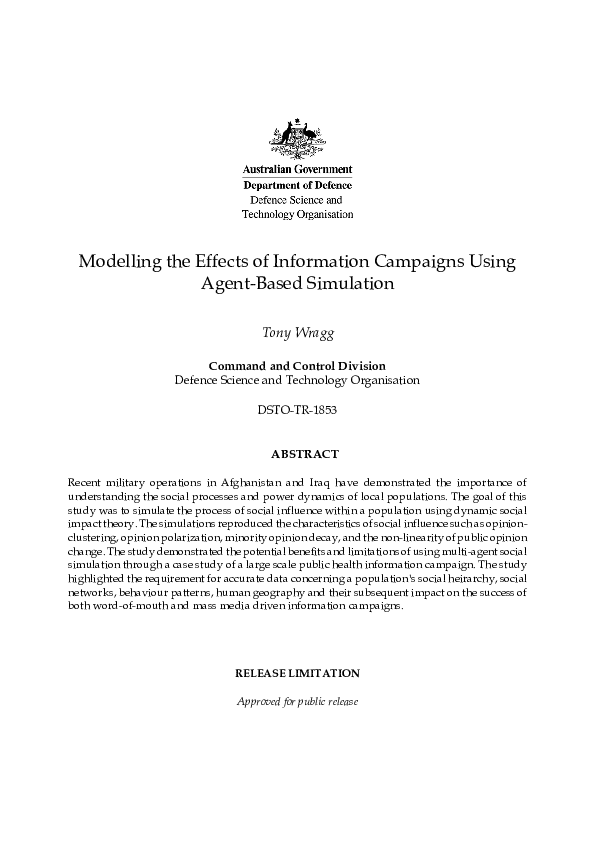 (PDF) Modelling the Effects of Information Campaigns Using Agent-Based Simulation