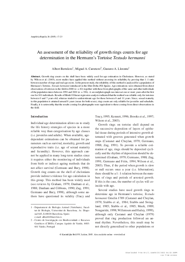 (PDF) An assessment of the reliability of growth rings counts for age ...