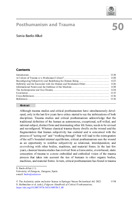(PDF) Posthumanism and Trauma