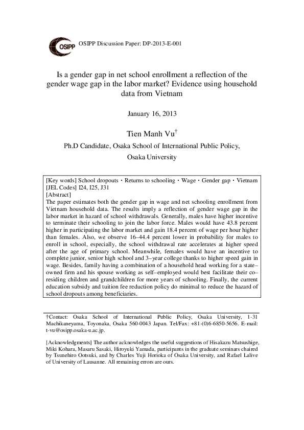 (PDF) Is a gender gap in net school enrollment a reflection of the ...